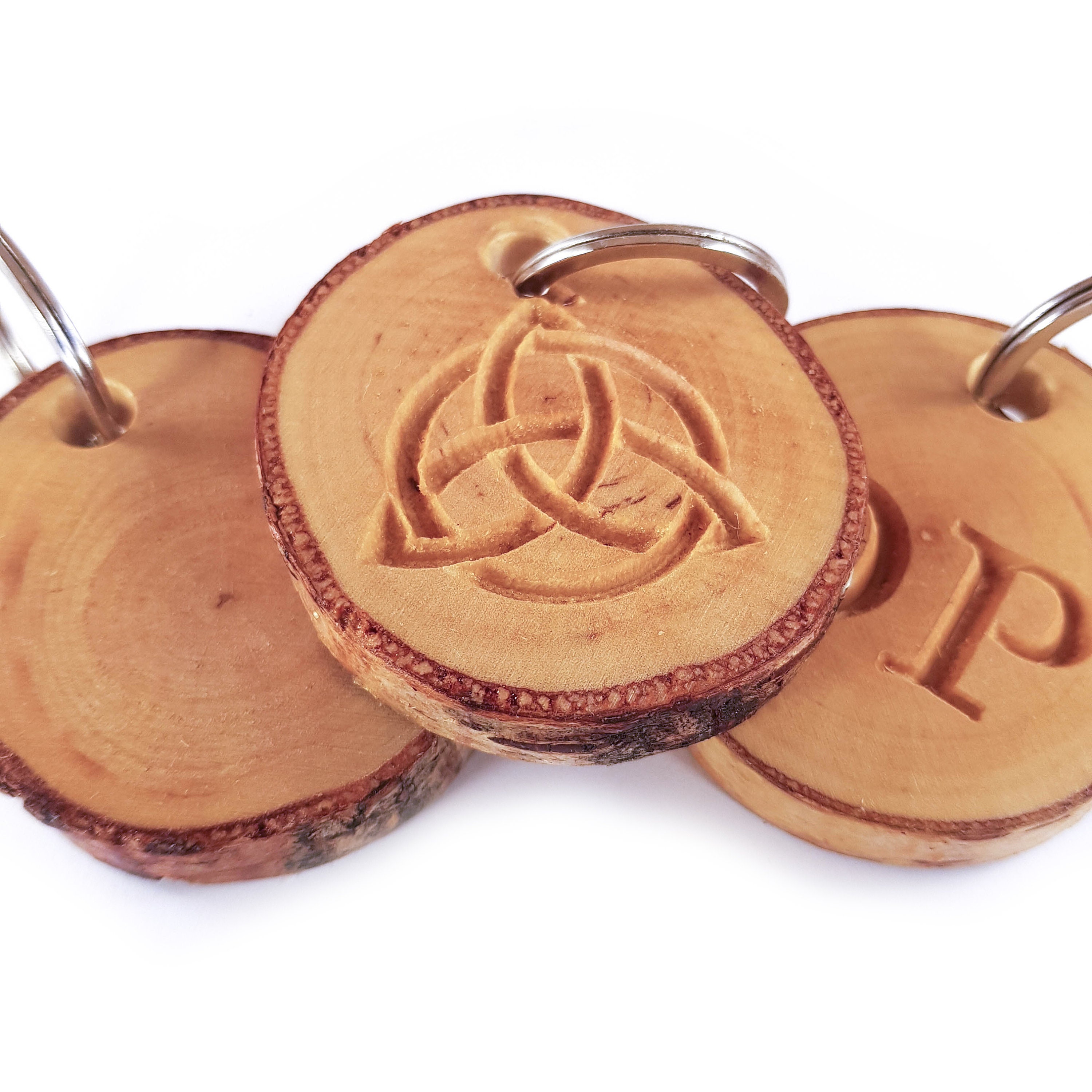 Celtic Triquetra Wood Key Chain, Personalized Wood Slices, Custom-made ...