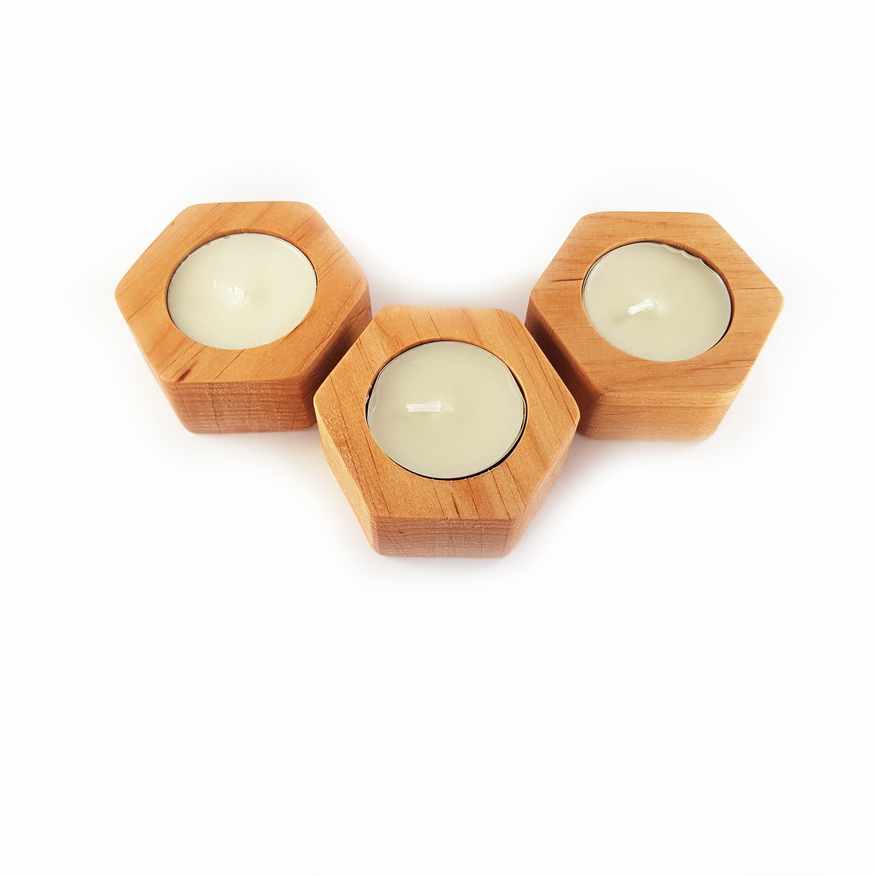 Honeycomb Black Alder Wood Tea Light Holders, Wood Hexagon Candle ...