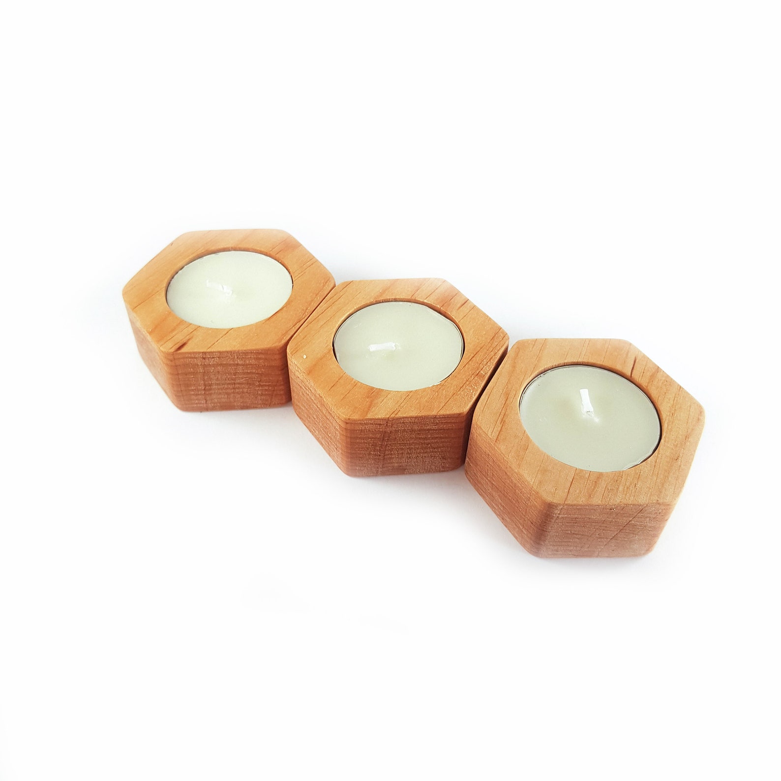 Honeycomb Black Alder Wood Tea Light Holders, Wood Hexagon Candle ...