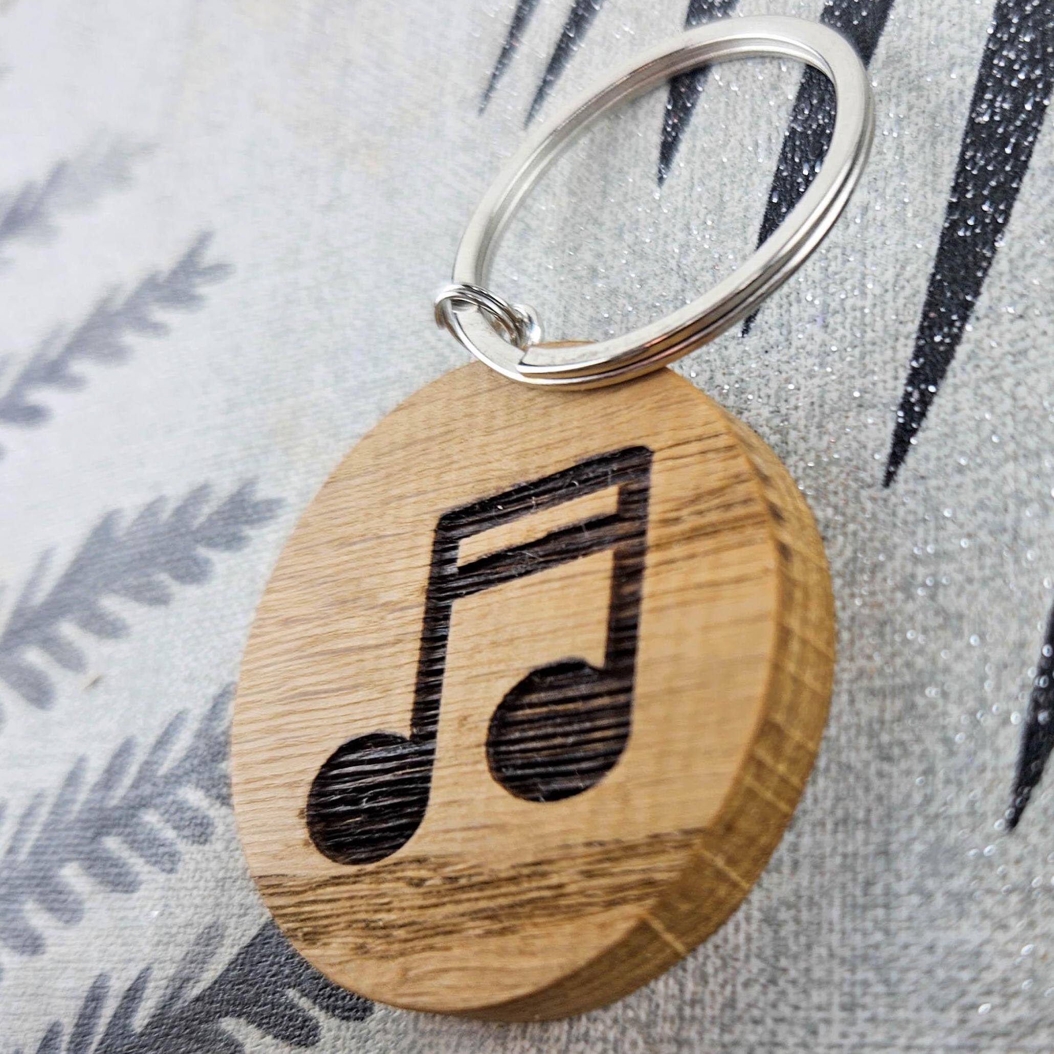 Custom Eighth Notes Wooden Keychain – Engraved Musical Note Keyring ...