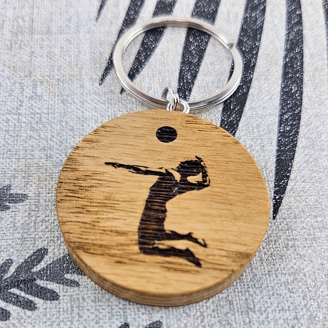 Custom Volleyball Player Wooden Keychain – Engraved Athlete Keyring ...