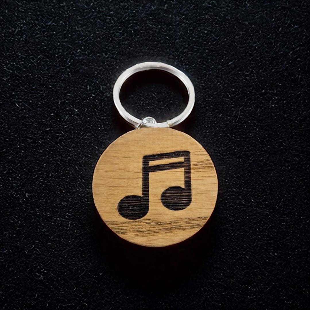 Custom Eighth Notes Wooden Keychain – Engraved Musical Note Keyring ...