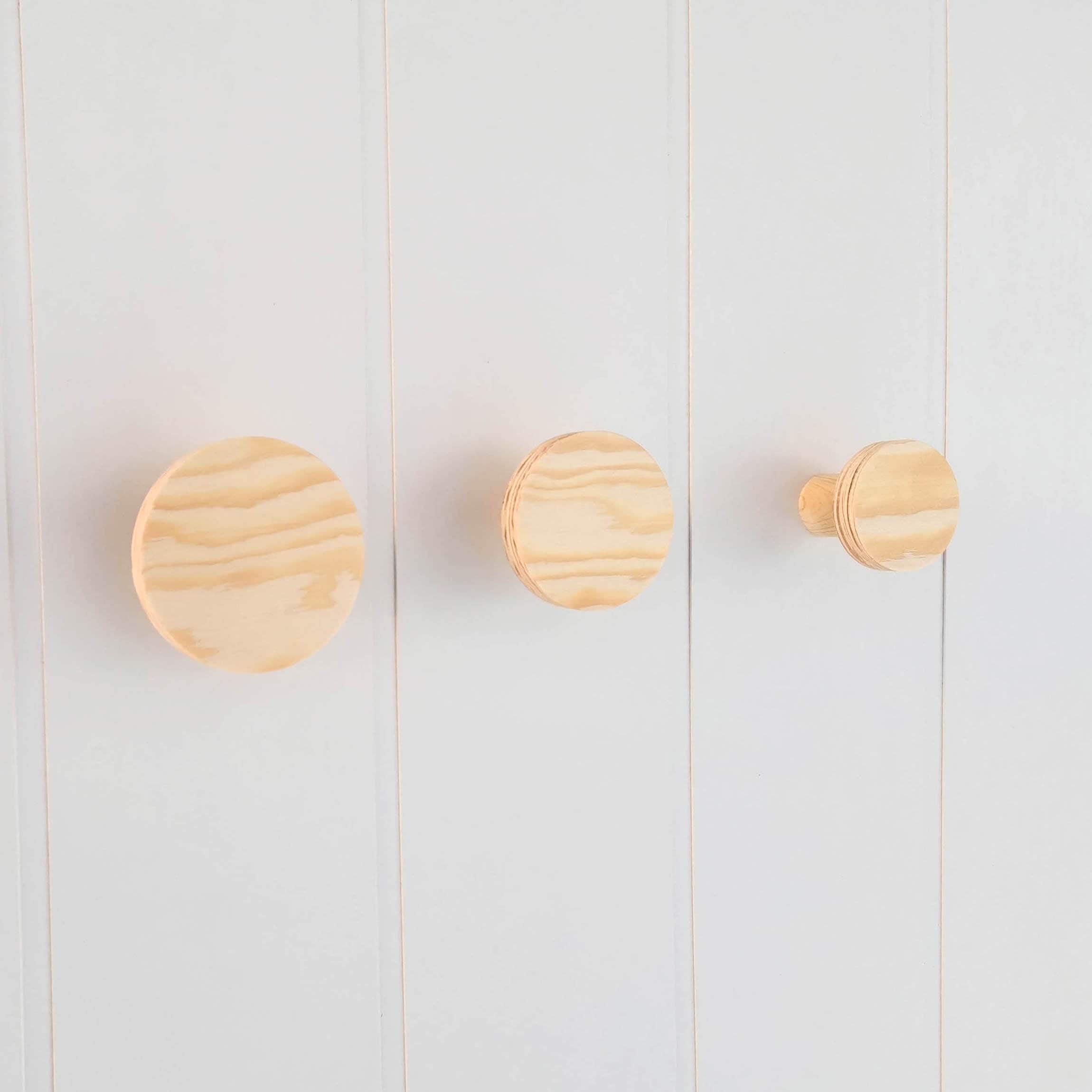 Wood wall hangers pine wood round hook modern coat rack | Etsy