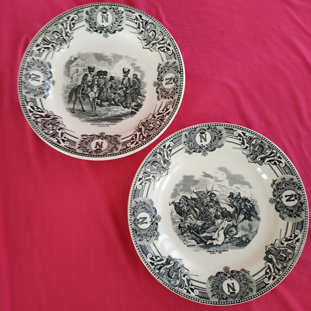 2 Napoleon Army Soldier Battle Scene Porcelain Boch Marked Plates - Etsy