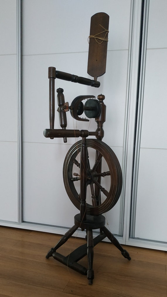 Antique Manual.spinning Wheel Vintage Wood Tool Wooden | Etsy