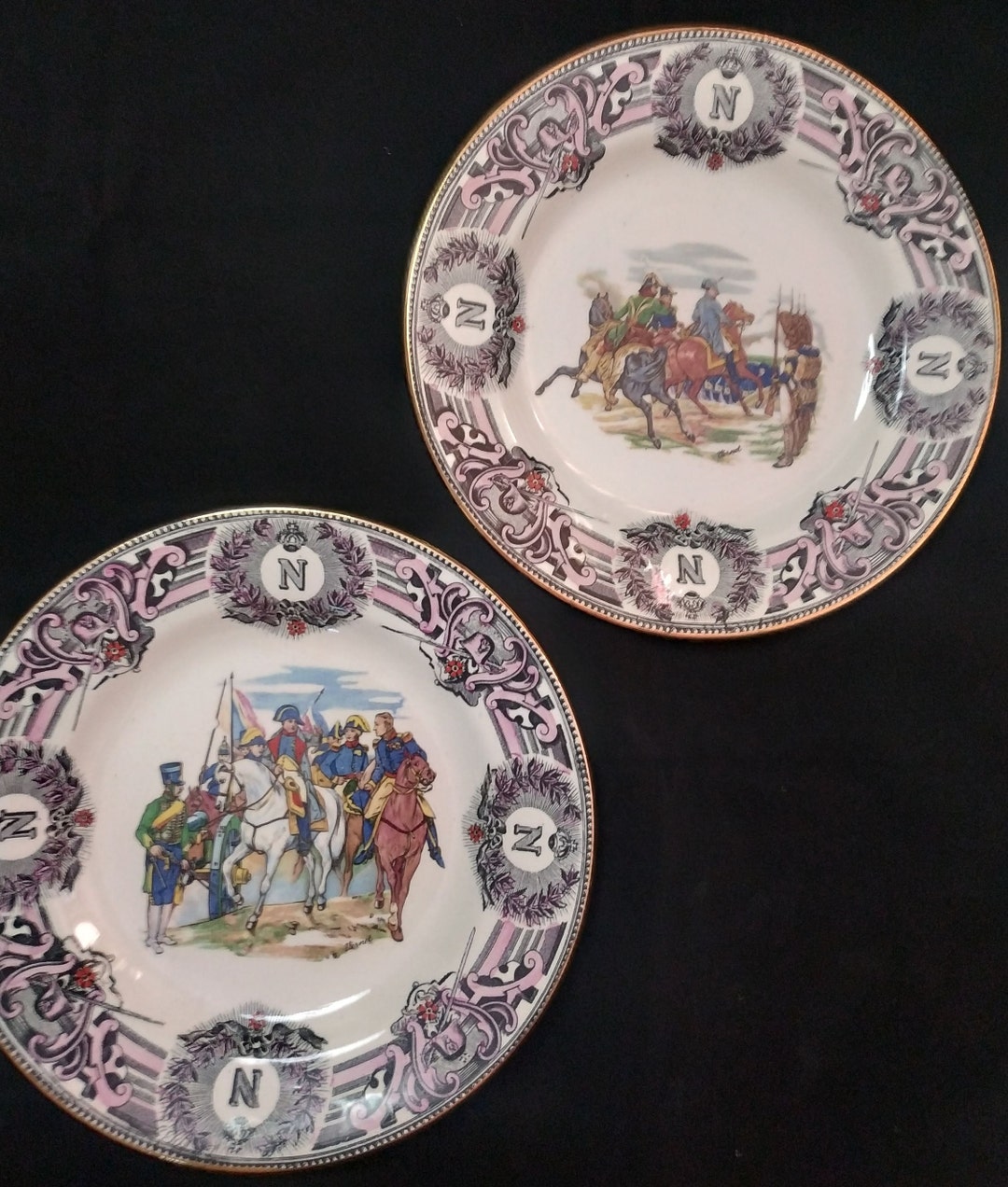 2 Napoleon Army Soldier Battle Scene Porcelain Boch Marked Plates - Etsy