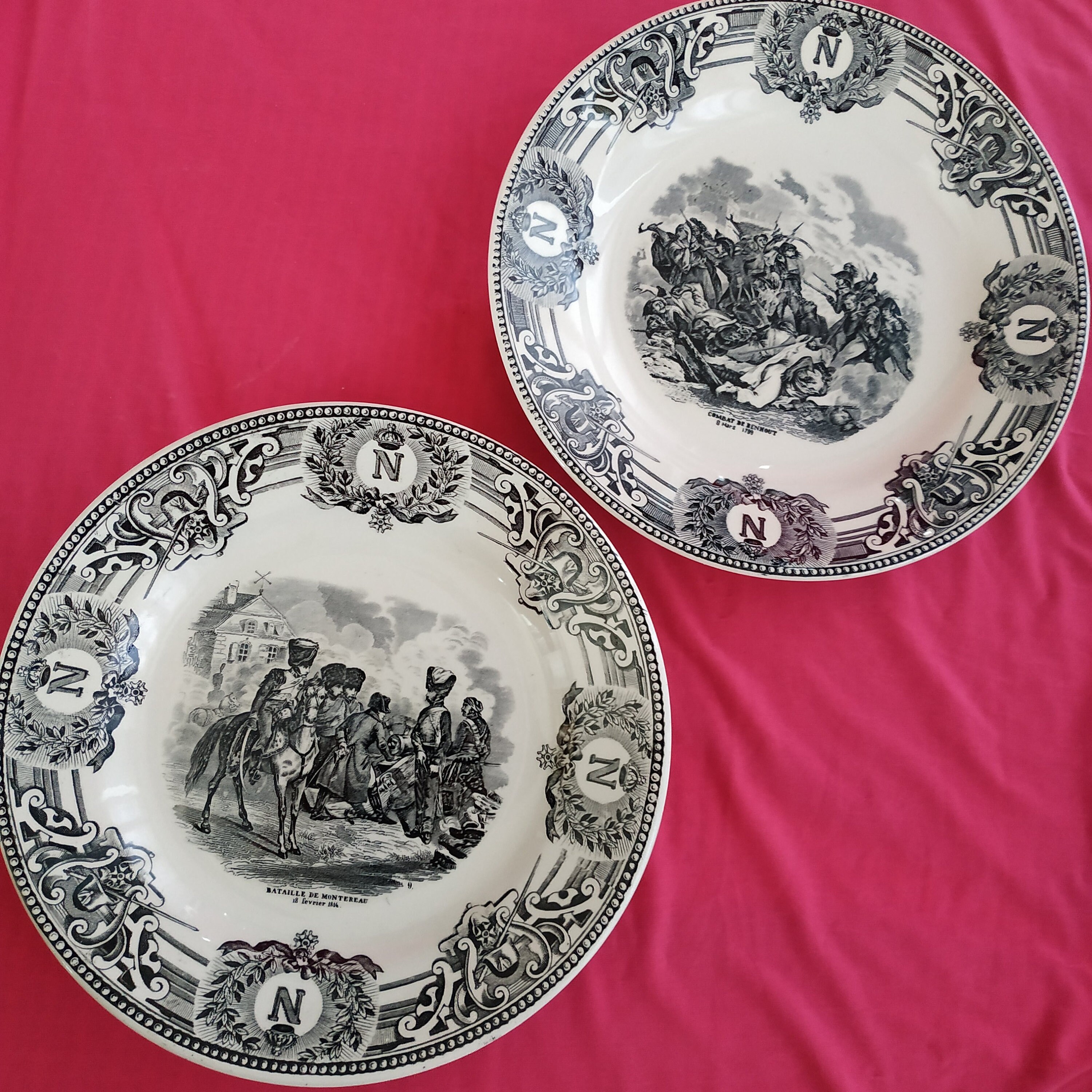 2 Napoleon Army Soldier Battle Scene Porcelain Boch Marked Plates - Etsy