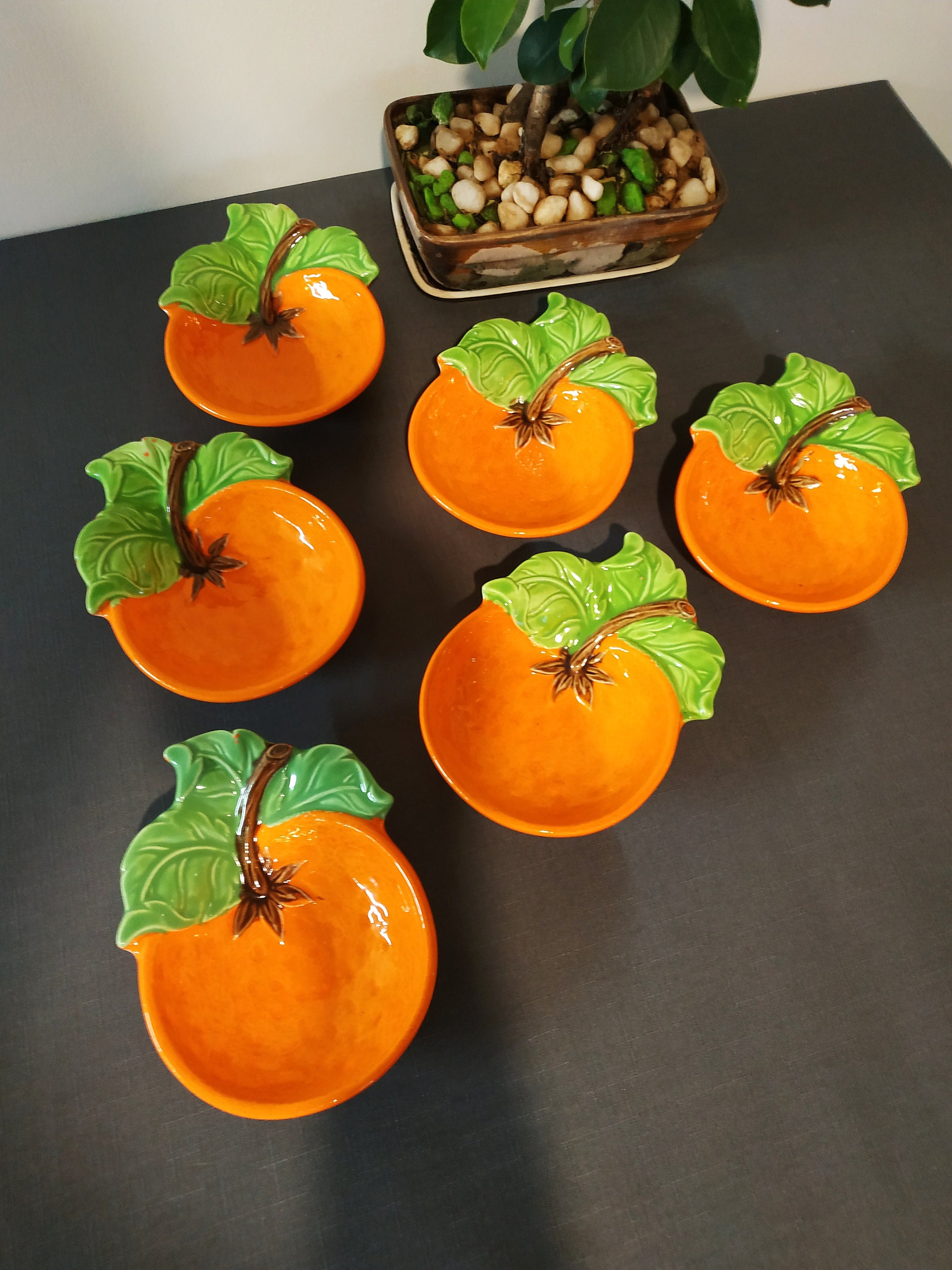 Vintage 6 Small Fruit Dish From Japan in the Form of an Orange With ...