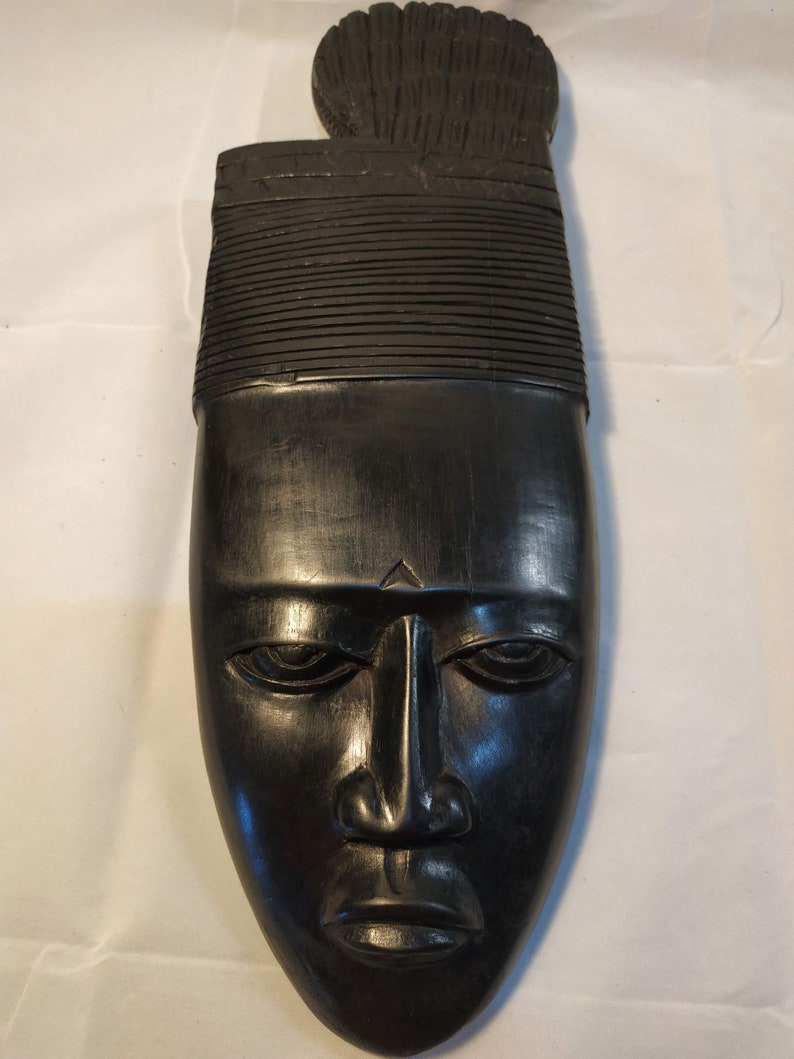 Vintage African Hand Carved Ebony Hardwood Tribal Mask, 1960's Vintage ...