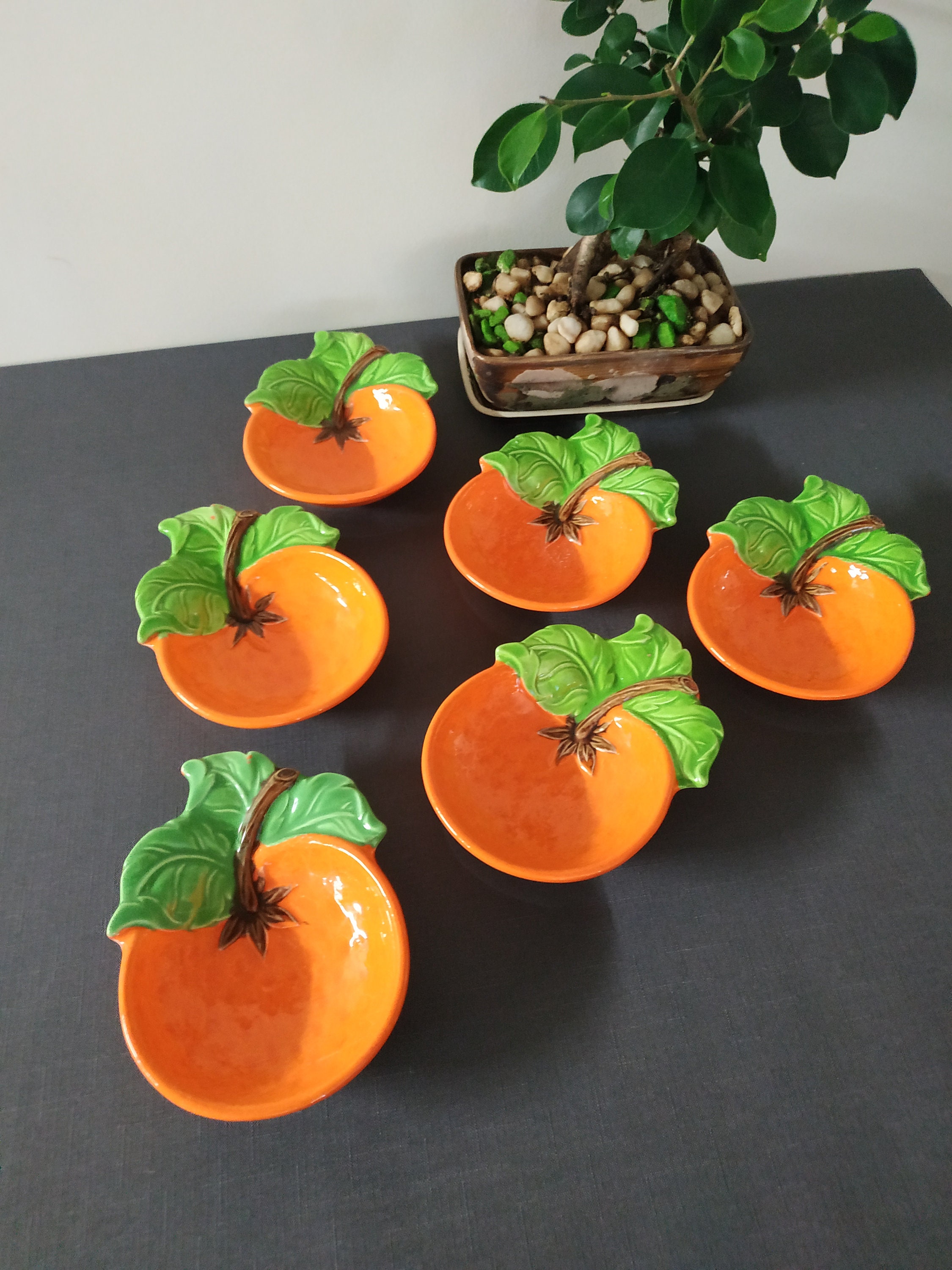 Vintage 6 Small Fruit Dish From Japan in the Form of an Orange With ...