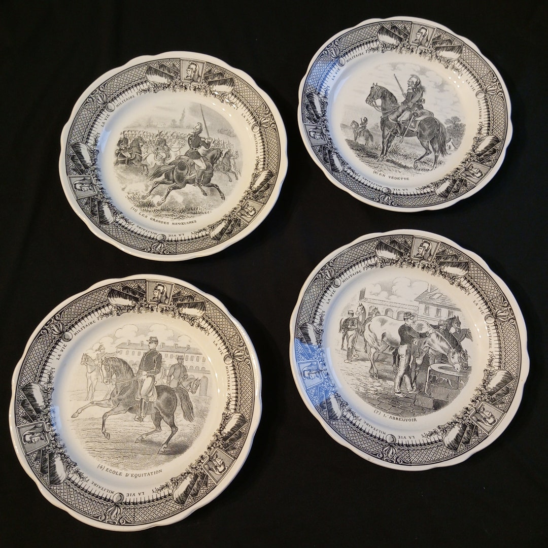4 Napoleon Army Soldier Battle Scene Porcelain Plates.france ...