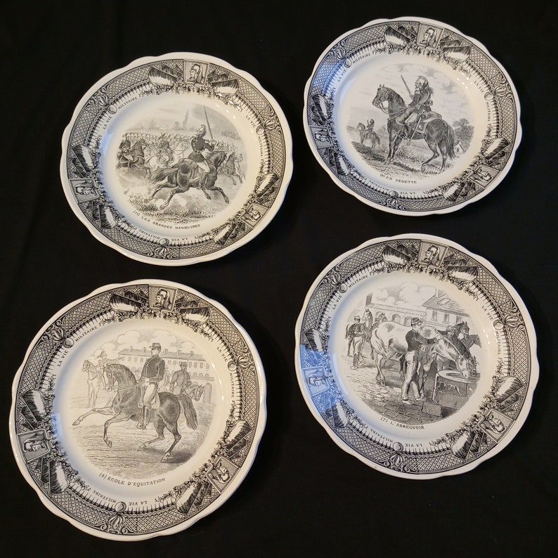 4 Napoleon Army Soldier Battle Scene Porcelain Plates.france ...