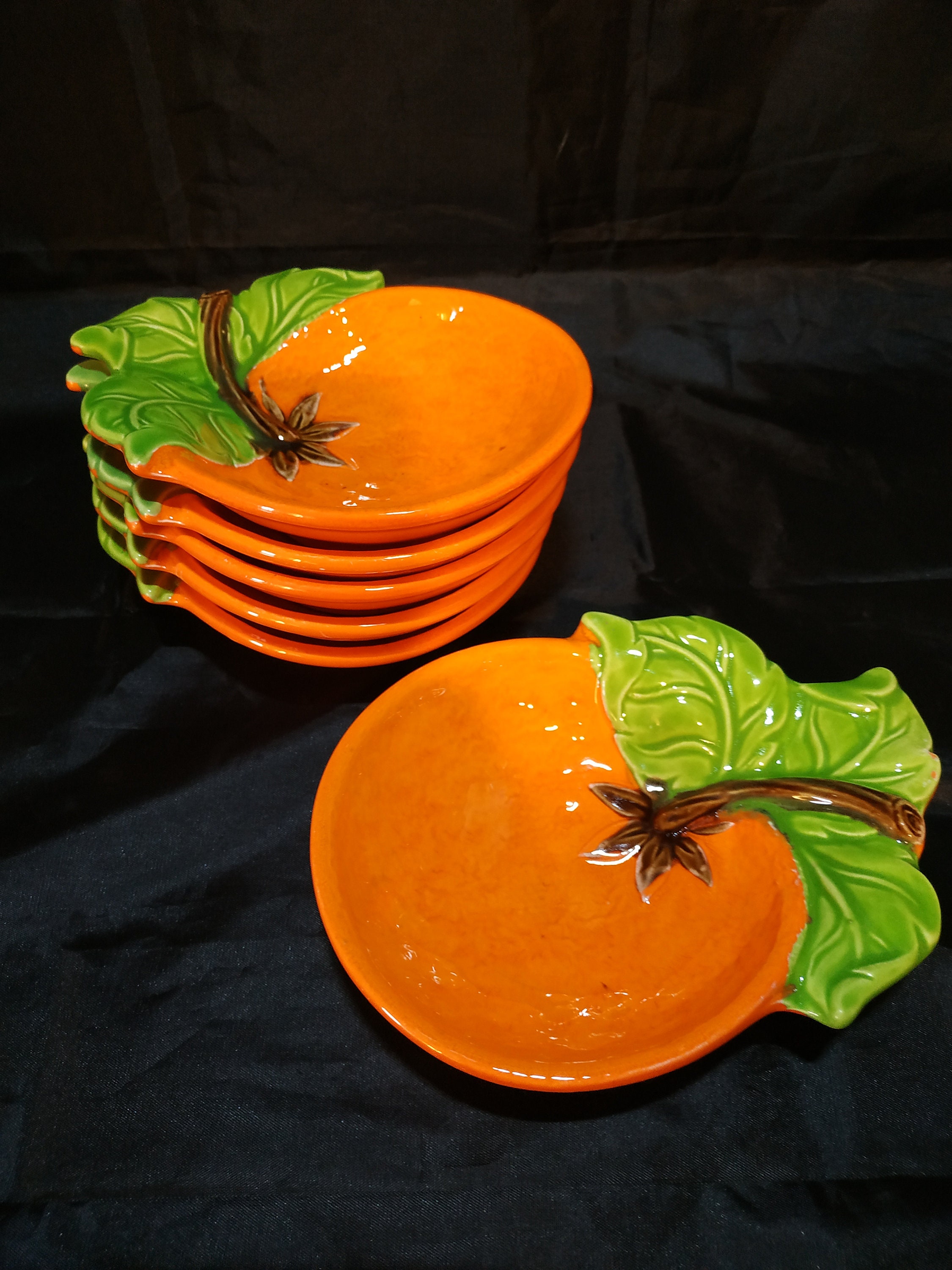 Vintage 6 Small Fruit Dish From Japan in the Form of an Orange With ...
