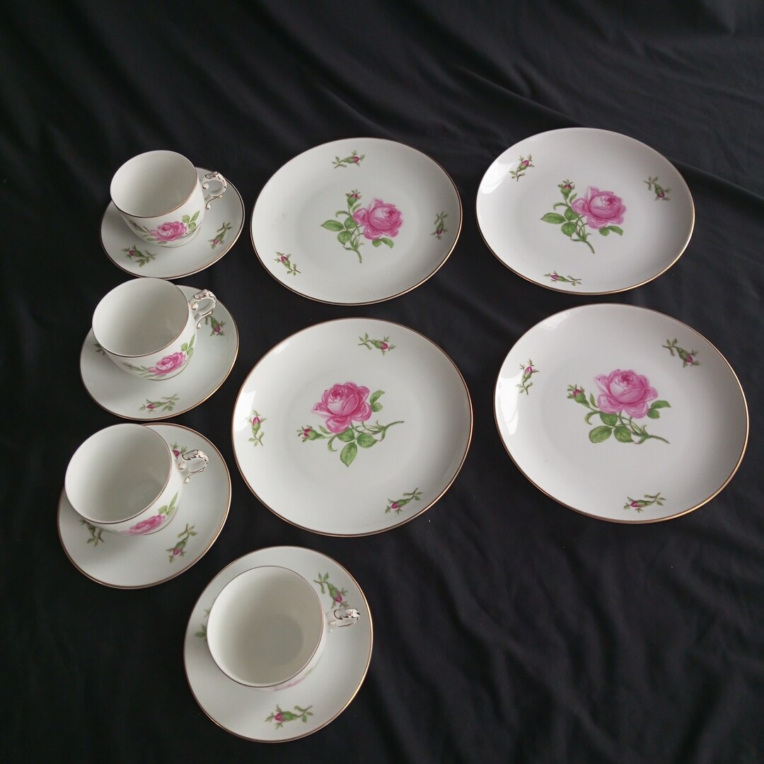 Fürstenberg - Pink Rose -antique Porcelain Tea Set "furstenberg" 4 ...