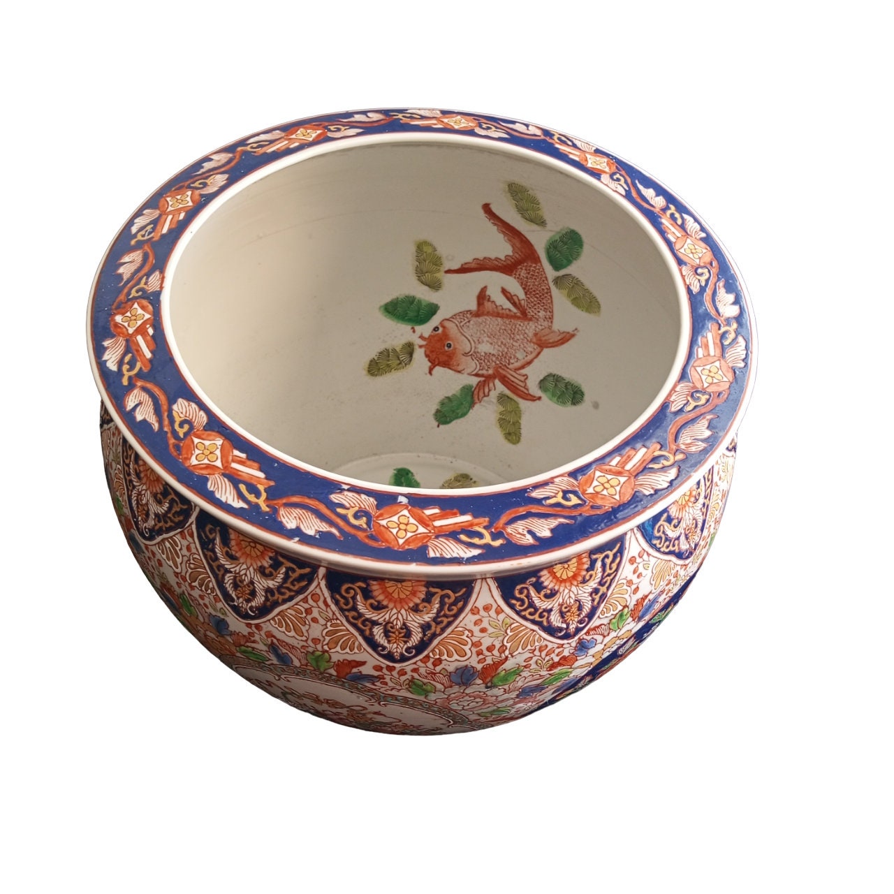 Vintage Chinese Porcelain / Royal Court Tall Koi Fish Bowl.vintage ...