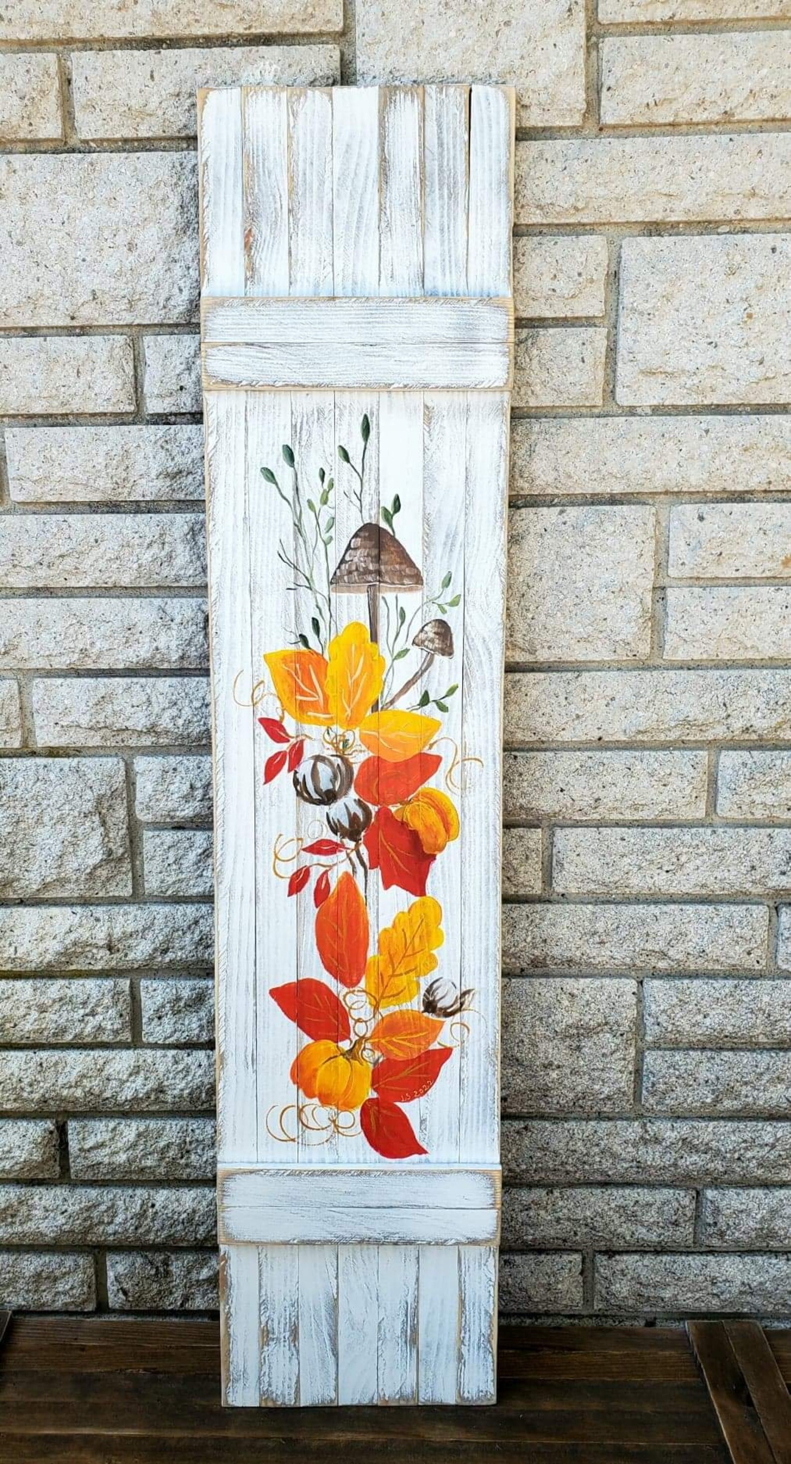 Autumn Leaves Sign. Handpainted Distressed Wood Shutter Two - Etsy