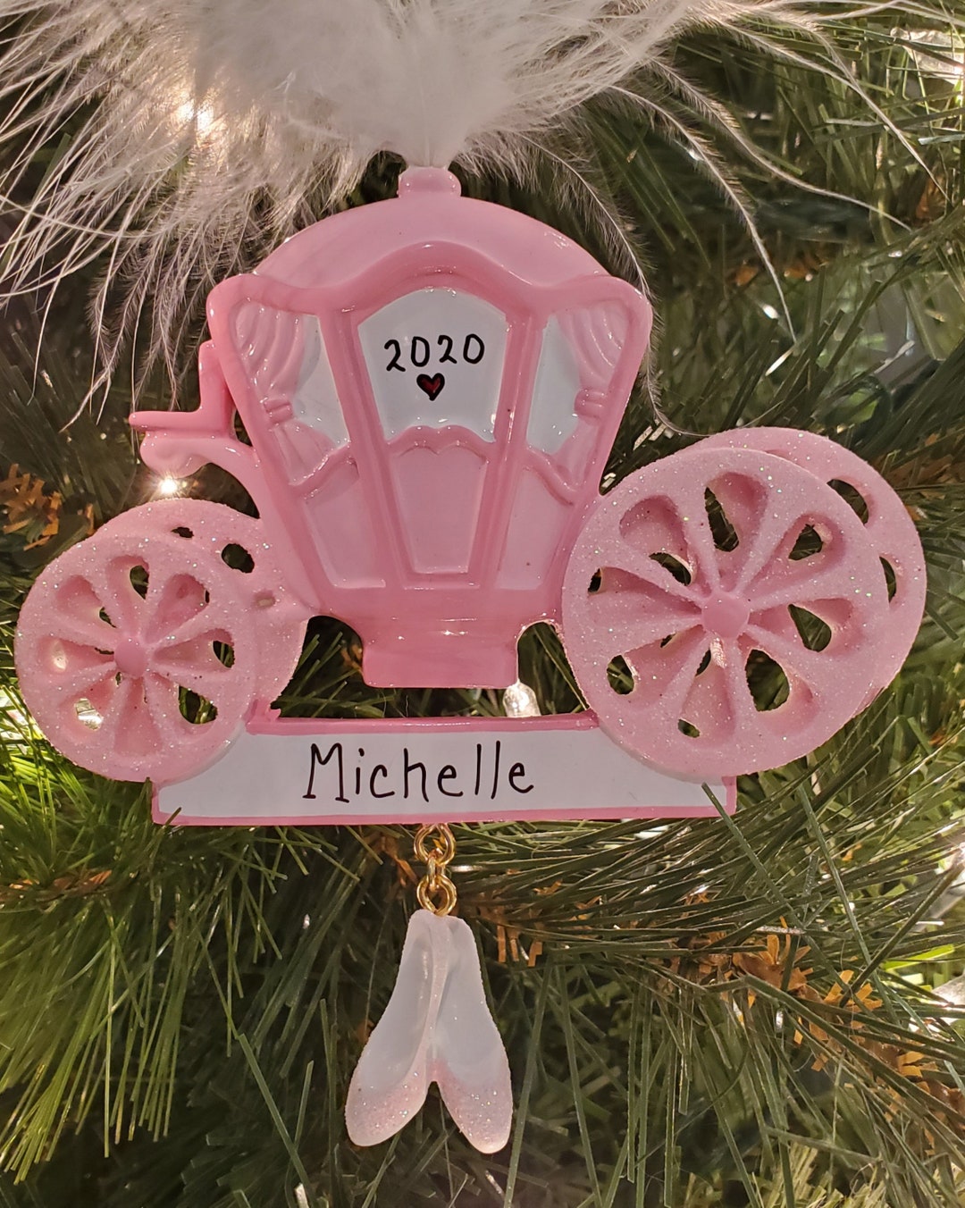 Personalized Princess Carriage Christmas Ornament: Pink & Silver - Etsy