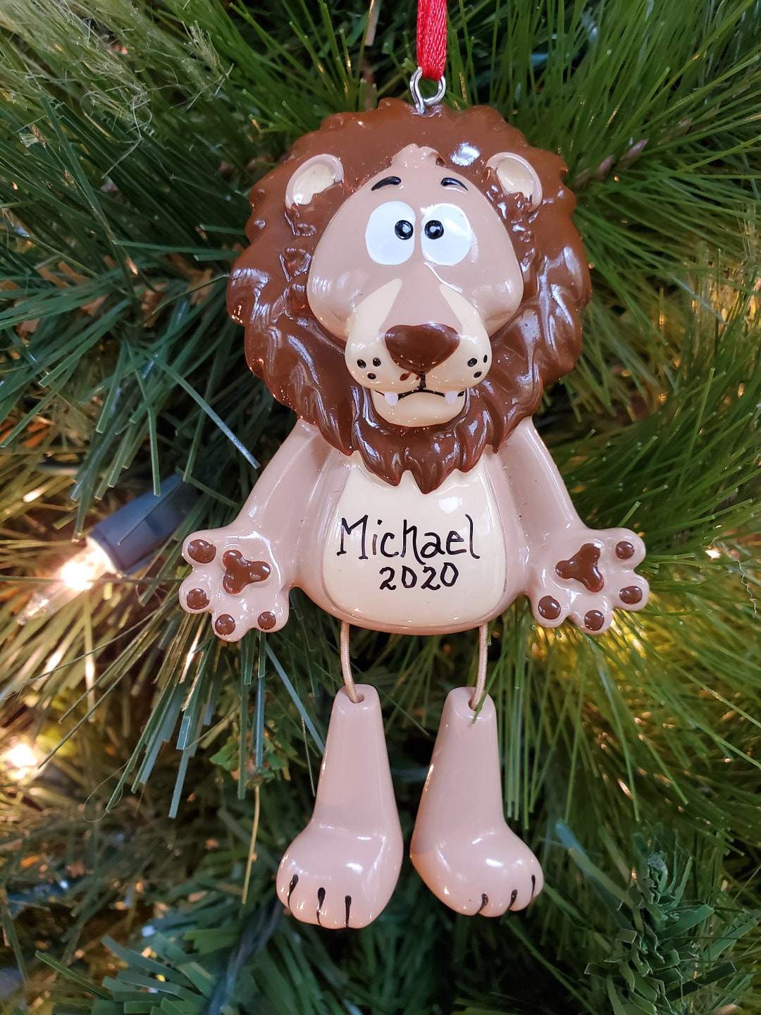 Lion Christmas Ornament: Wiggly Legs, Personalized Kid's Zoo Ornament ...