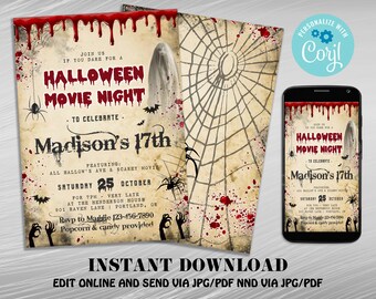 Horror Movie Birthday Party Invite - Etsy