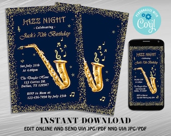 Jazz Birthday Party Invite - Etsy