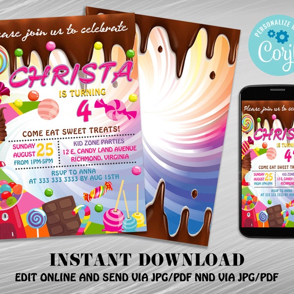 Candyland Invitation - Etsy