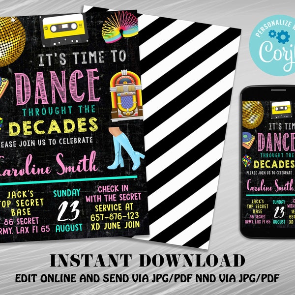 Through the Decades Invitation - Etsy