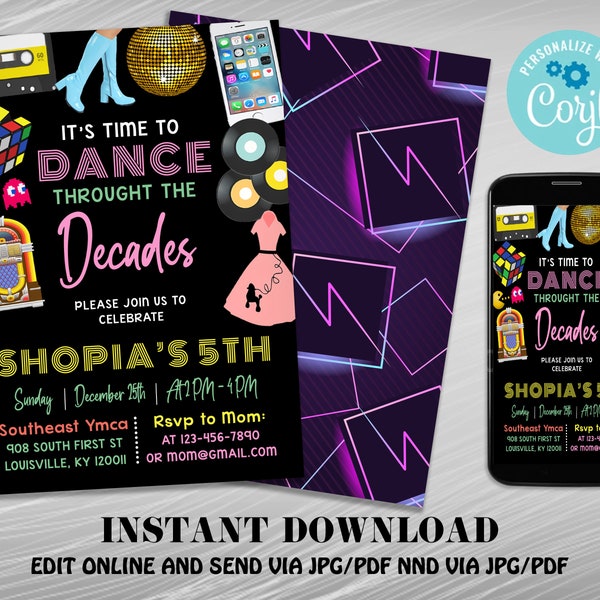 Dancing Through the Decades Party Invitation - Etsy Canada