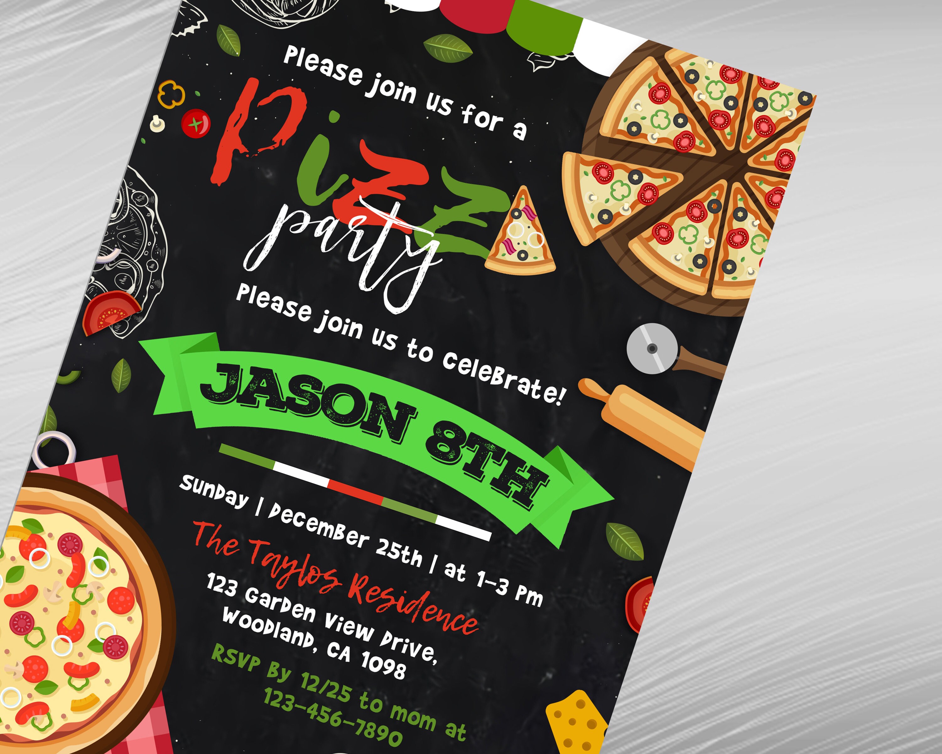 Pizza Party Invitation Slice of Fun Invite Editable Pizza - Etsy