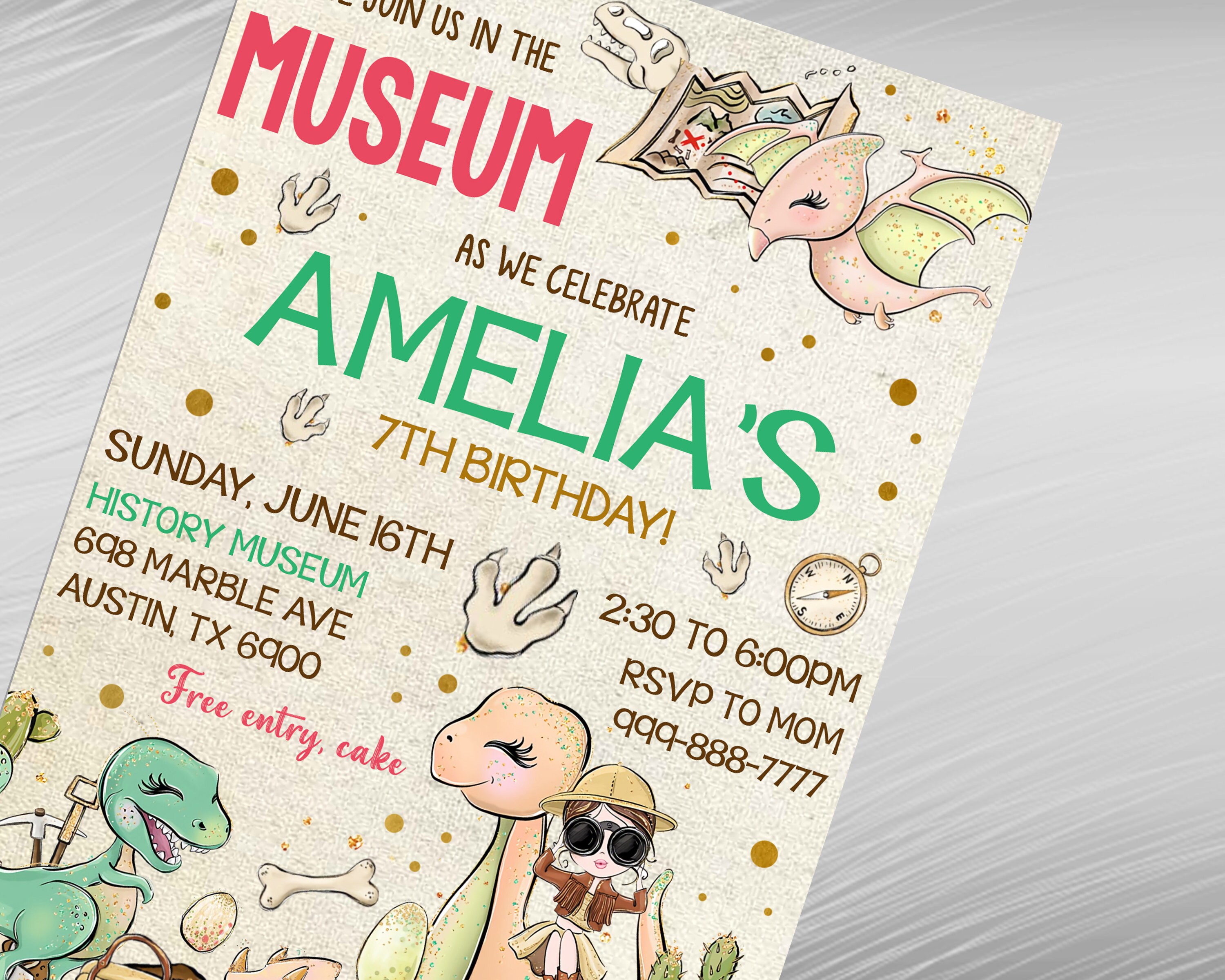 Museum Tour Party Birthday Invitations Paleontologist - Etsy
