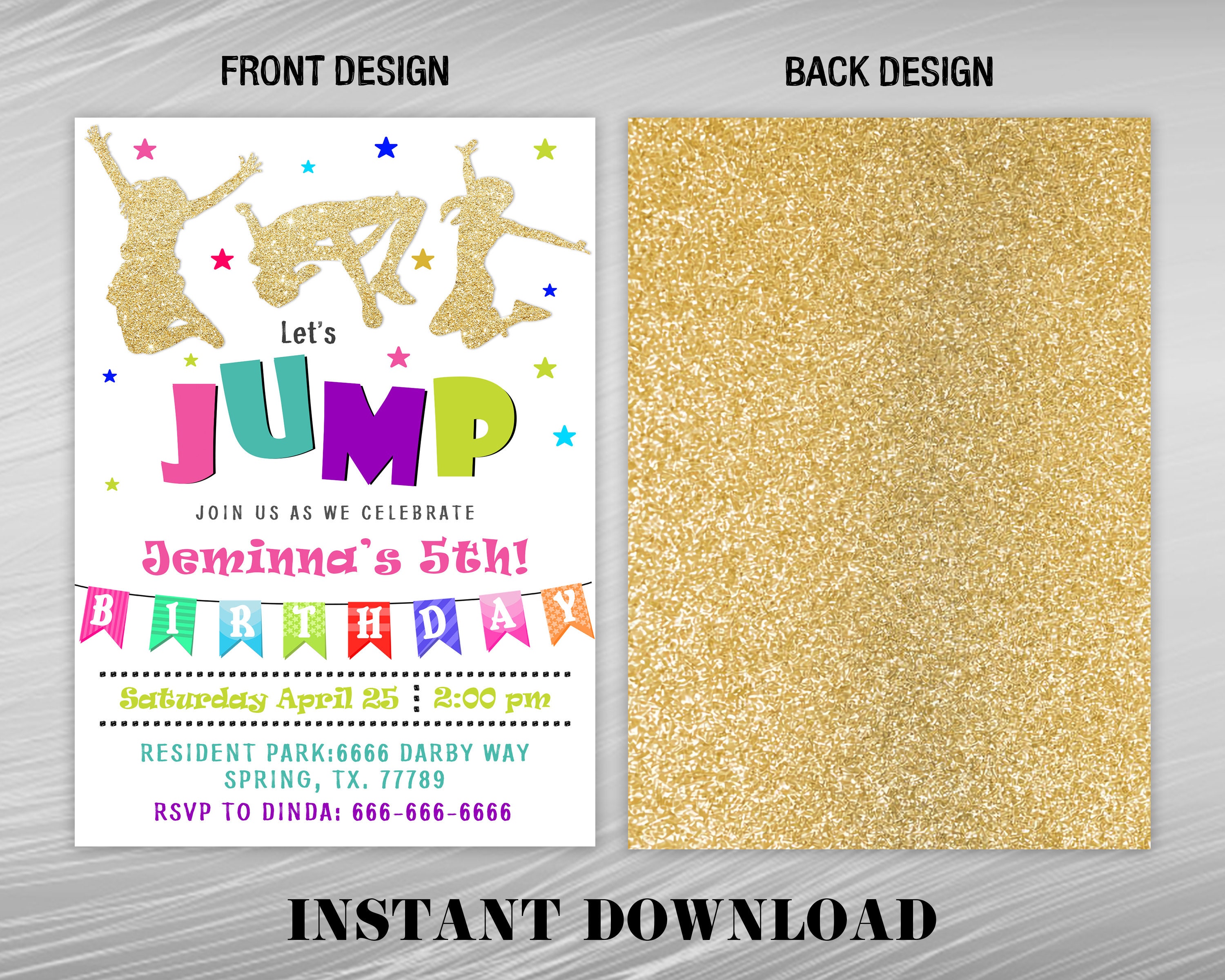 Jump Invitation, Jump Invites, Instant Download Jump Invitations, Jump ...