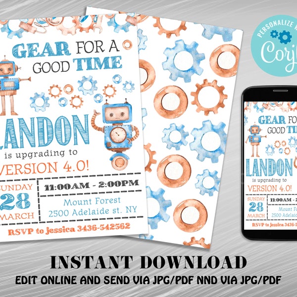 Robot Invitations - Etsy