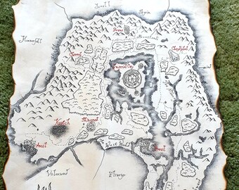 Fantasy Velen & Novigrad Map Ink and Charcoal A3 and A4 Custom Hand ...