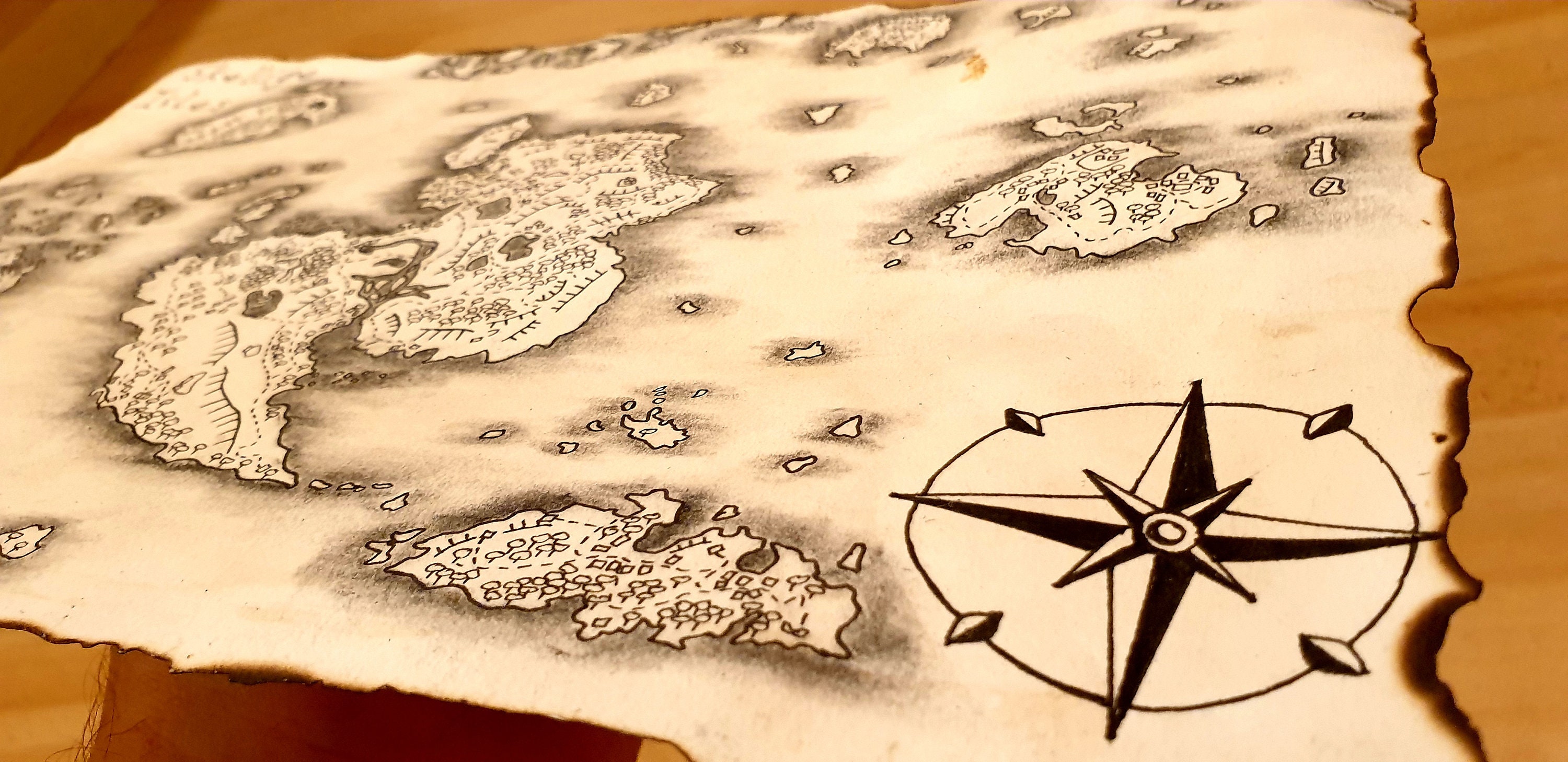 Fantasy Skellige Isles Map Ink and Charcoal A4 Custom Hand Drawn ...