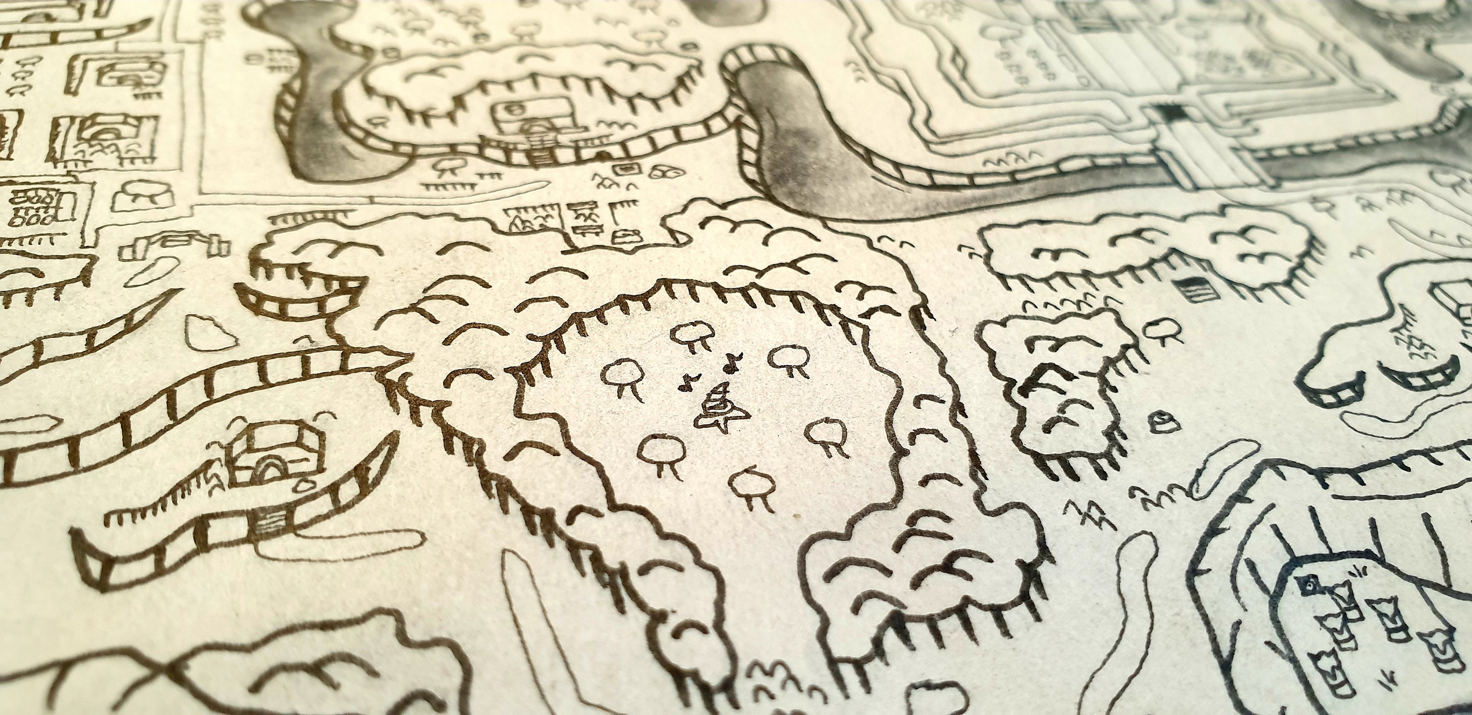 Custom Hand Drawn Link to the Past Map Ink and Charcoal A4. Unique ...