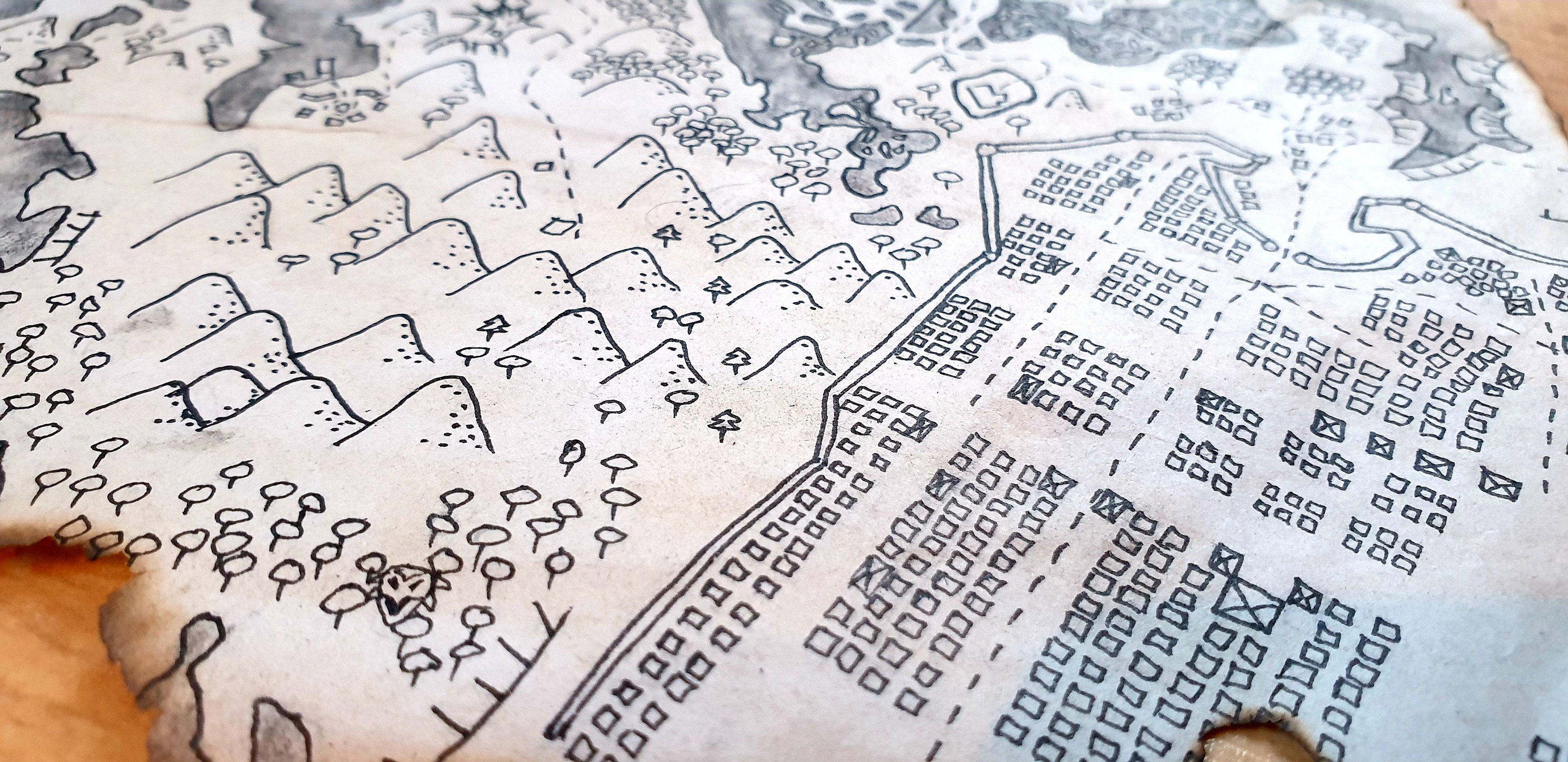 Fantasy Velen & Novigrad Map Ink and Charcoal A3 and A4 Custom Hand ...