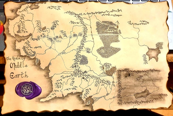 Custom Hand Drawn Middle Earth Map Ink and Charcoal A3 A4 & - Etsy UK