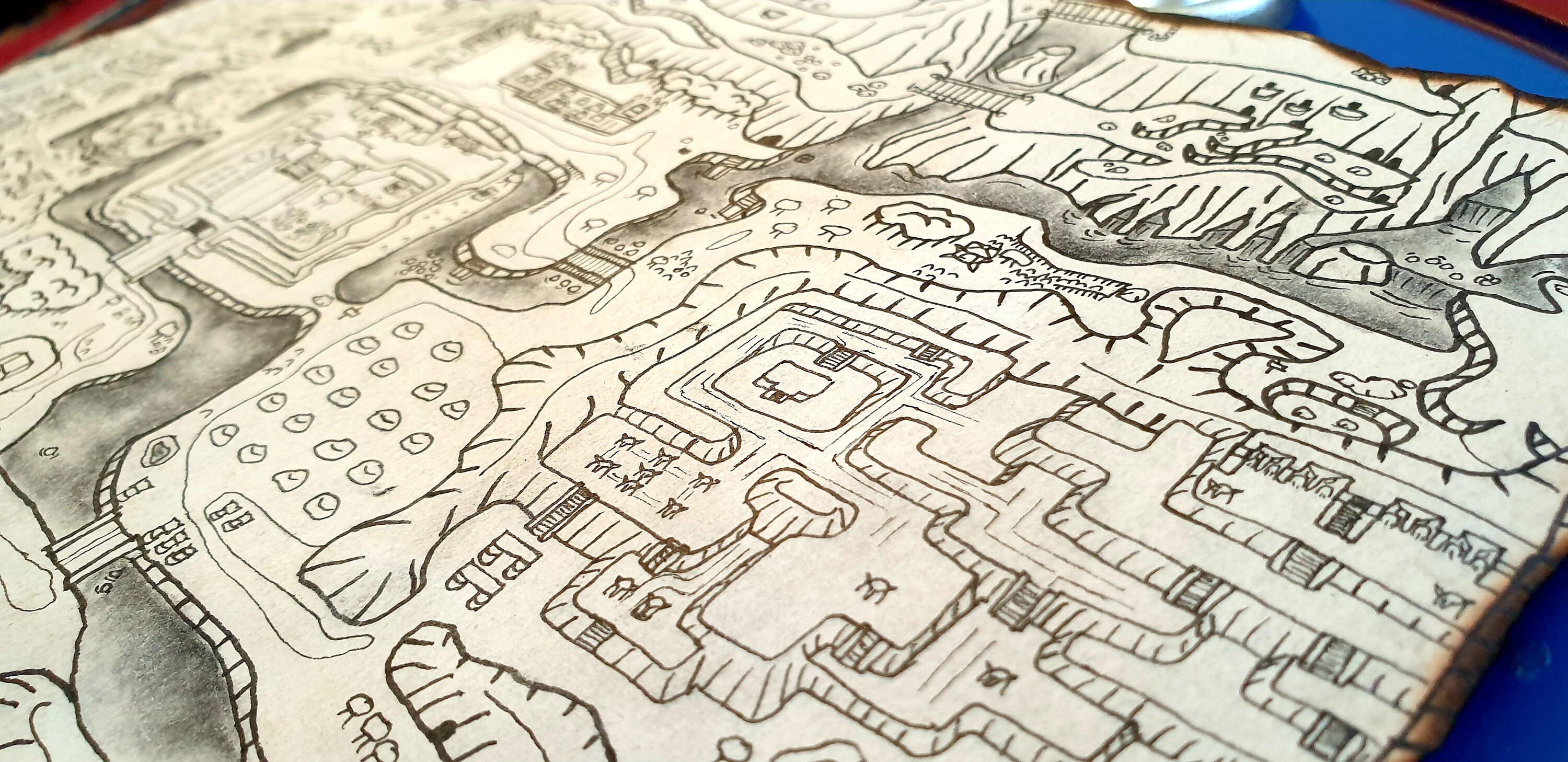 Custom Hand Drawn Link to the Past Map Ink and Charcoal A4. Unique ...