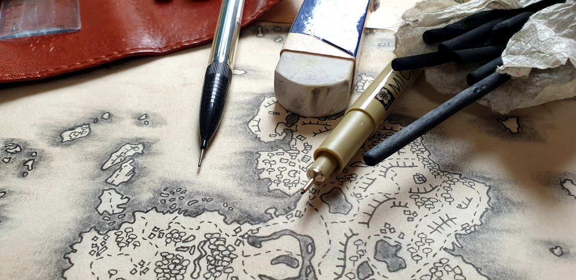 Fantasy Skellige Isles Map Ink and Charcoal A4 Custom Hand - Etsy