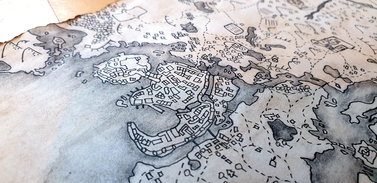 Fantasy Velen & Novigrad Map Ink and Charcoal A3 and A4 Custom Hand ...