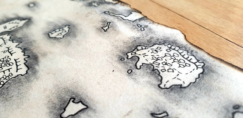 Fantasy Skellige Isles Map Ink and Charcoal A4 Custom Hand Drawn ...