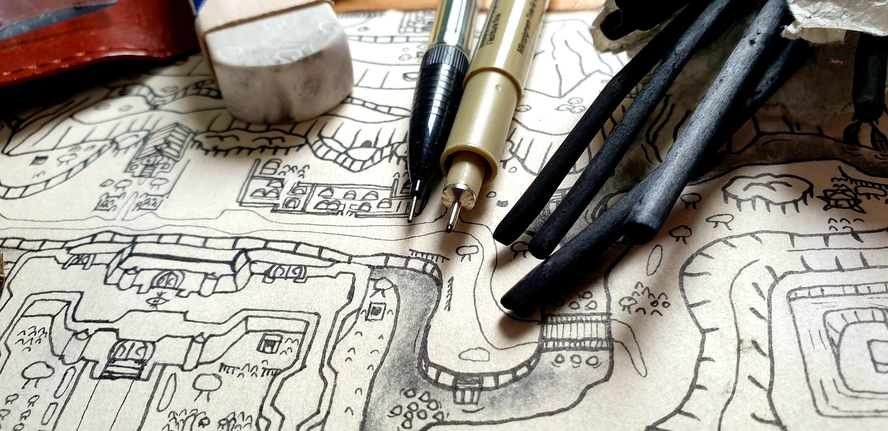 Custom Hand Drawn Link to the Past Map Ink and Charcoal A4. Unique ...