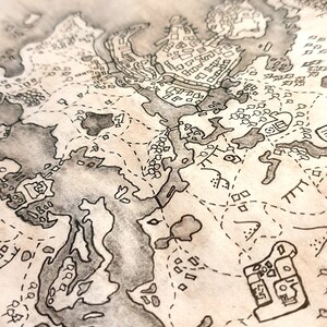 Fantasy Velen & Novigrad Map Ink and Charcoal A3 and A4 Custom Hand ...
