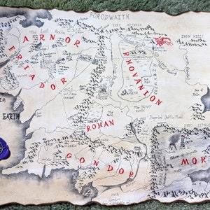 Custom Hand Drawn Middle Earth Map Ink and Charcoal A3, A4 & A5. Unique ...