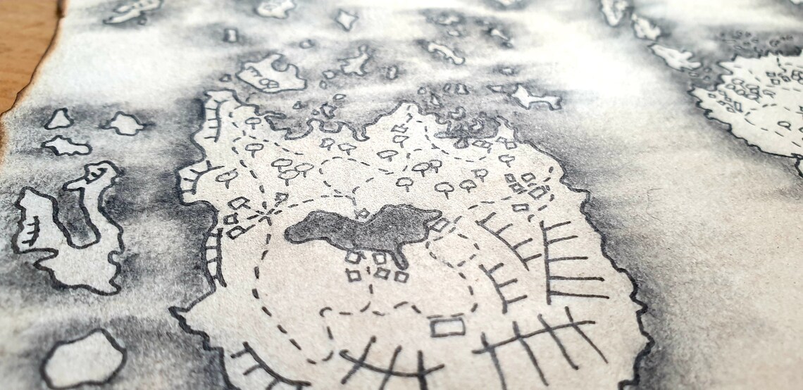 Fantasy Skellige Isles Map Ink and Charcoal A4 Custom Hand Drawn ...