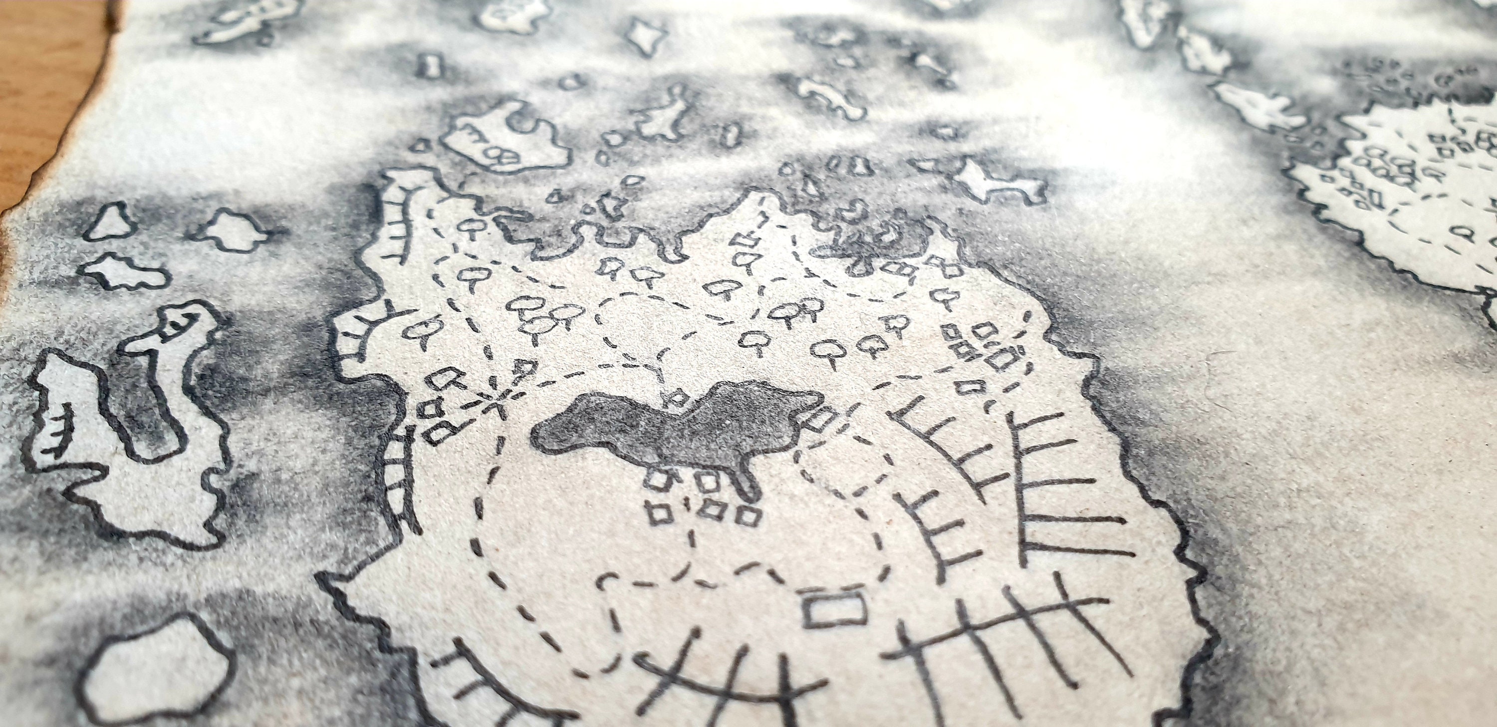 Fantasy Skellige Isles Map Ink and Charcoal A4 Custom Hand Drawn ...