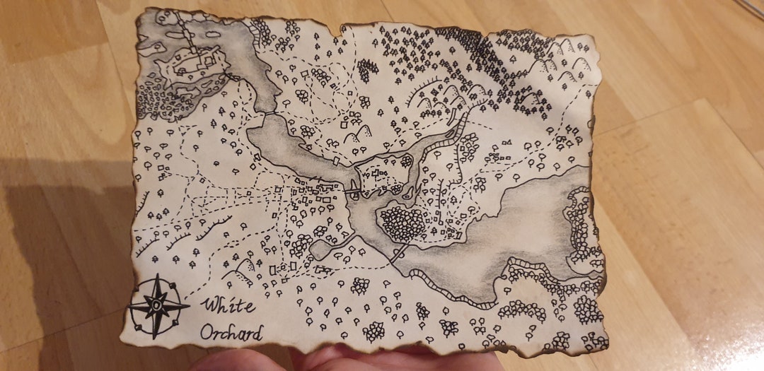 Custom Hand Drawn White Orchard Map Ink and Charcoal A5. Unique ...