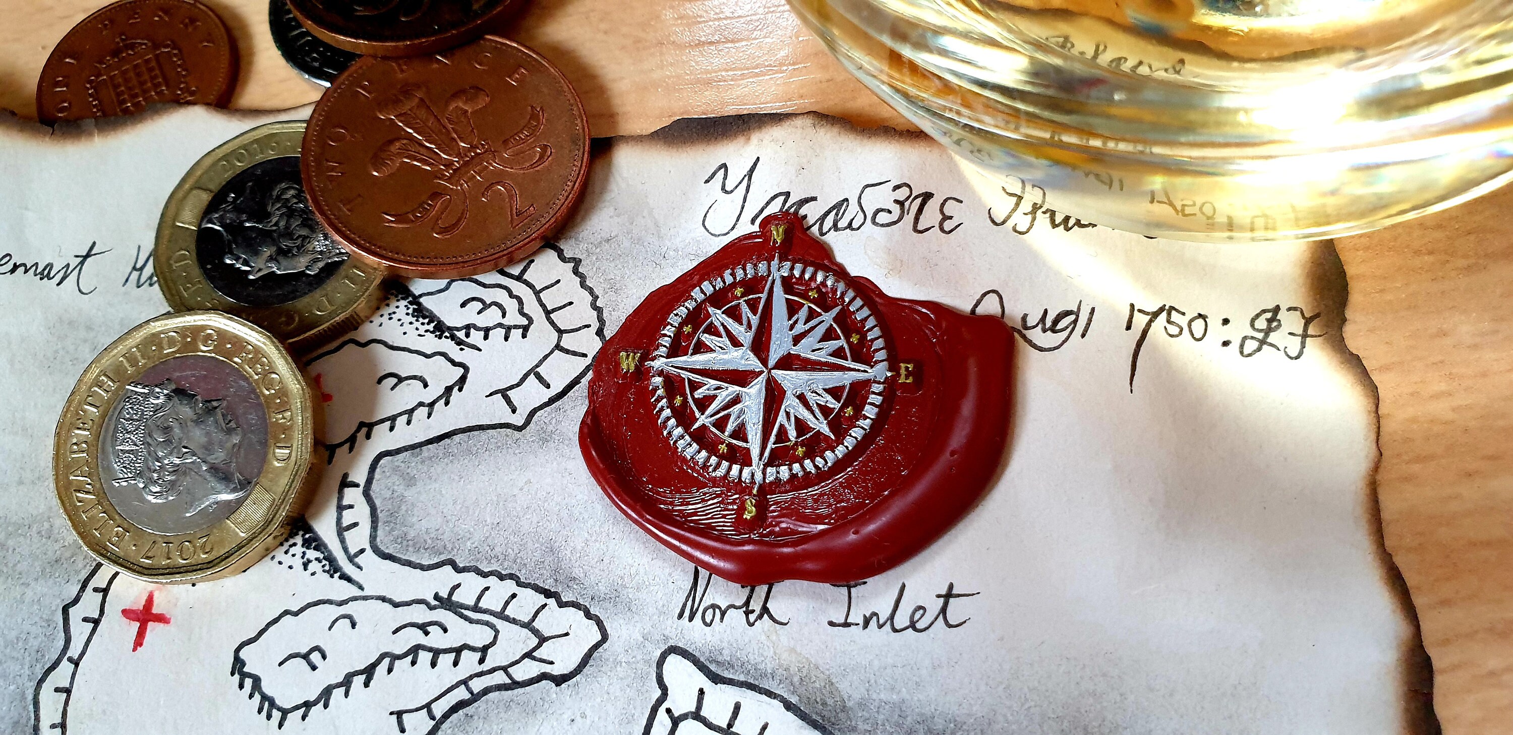 Custom Hand Drawn Treasure Island Map Ink and Charcoal A5. Unique ...