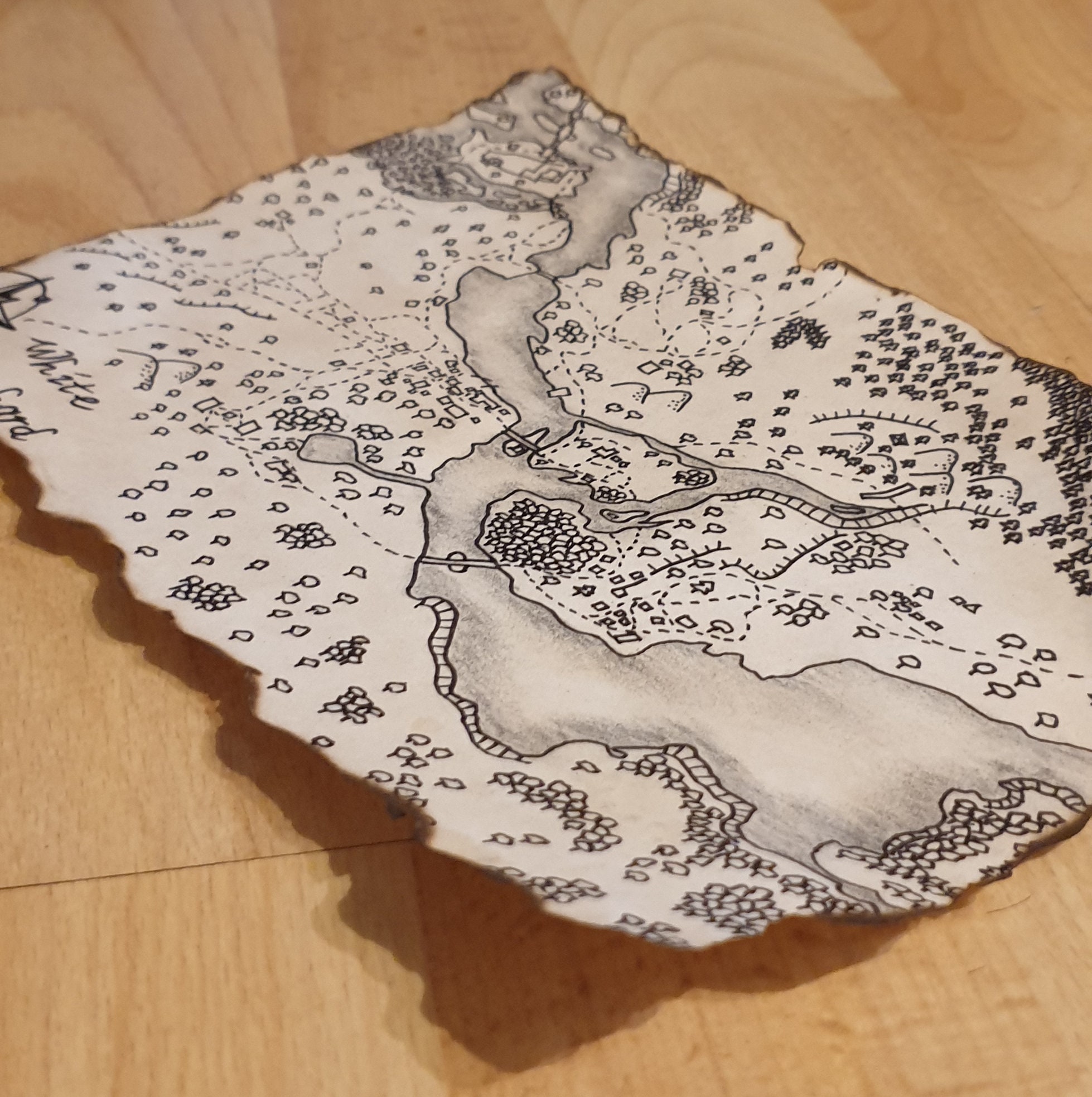 Custom Hand Drawn White Orchard Map Ink and Charcoal A5. Unique ...