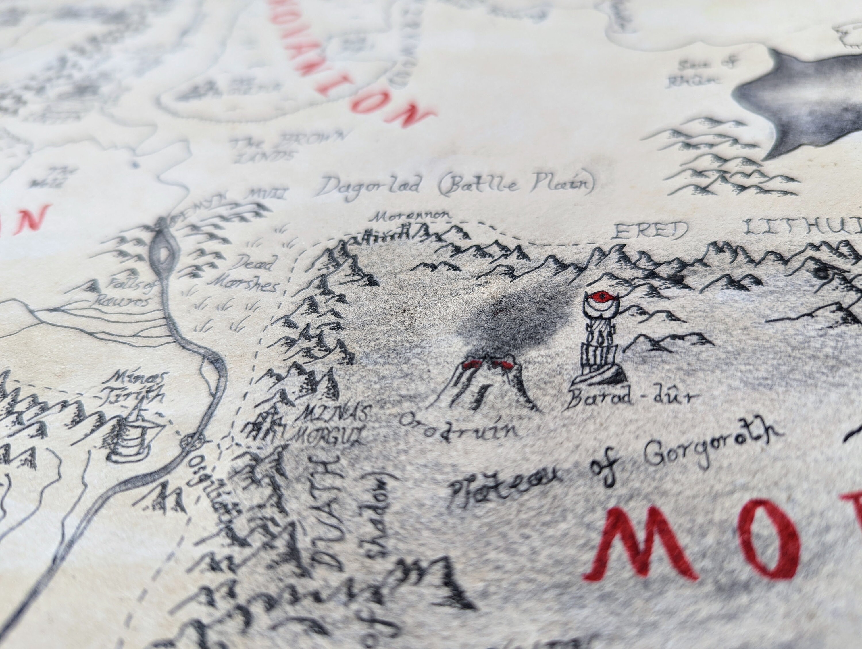 Custom Hand Drawn Middle Earth Map Ink and Charcoal A3, A4 & A5. Unique ...