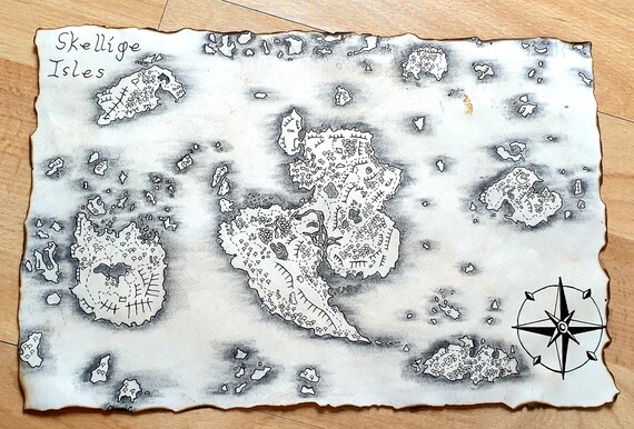 Fantasy Skellige Isles Map Ink and Charcoal A4 Custom Hand - Etsy